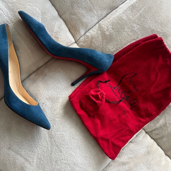 Christian Louboutin | Shoes | Christian Louboutin Blue Suede Pumps ...